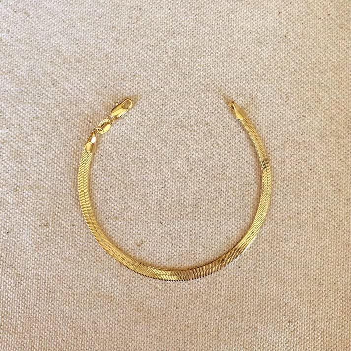 18k Gold Filled Herringbone Bracelet